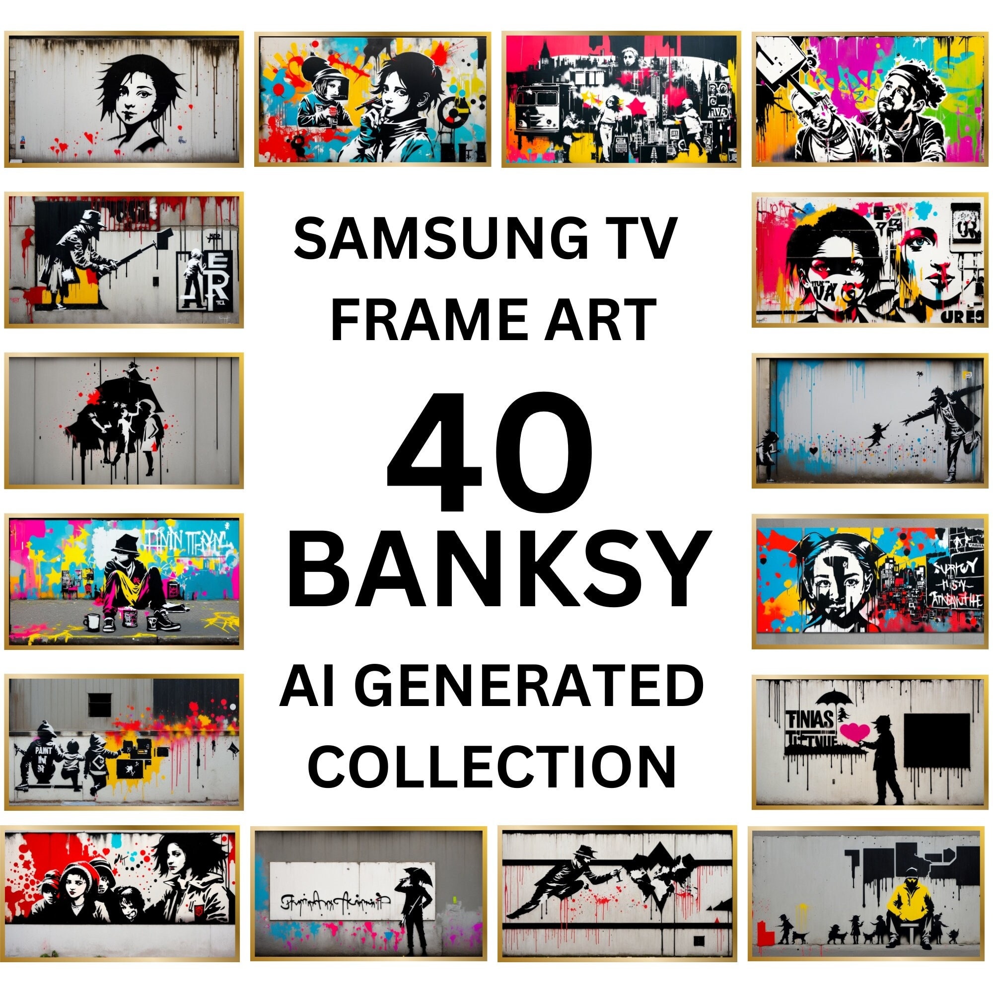 40 Samsung Frame TV Art Banksy, Banksy AI Generated Art Collection ...