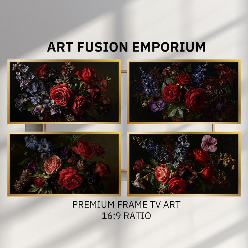 Dutch Golden Age Floral Paintings Set | Jewel Toned Chiaroscuro TV ...