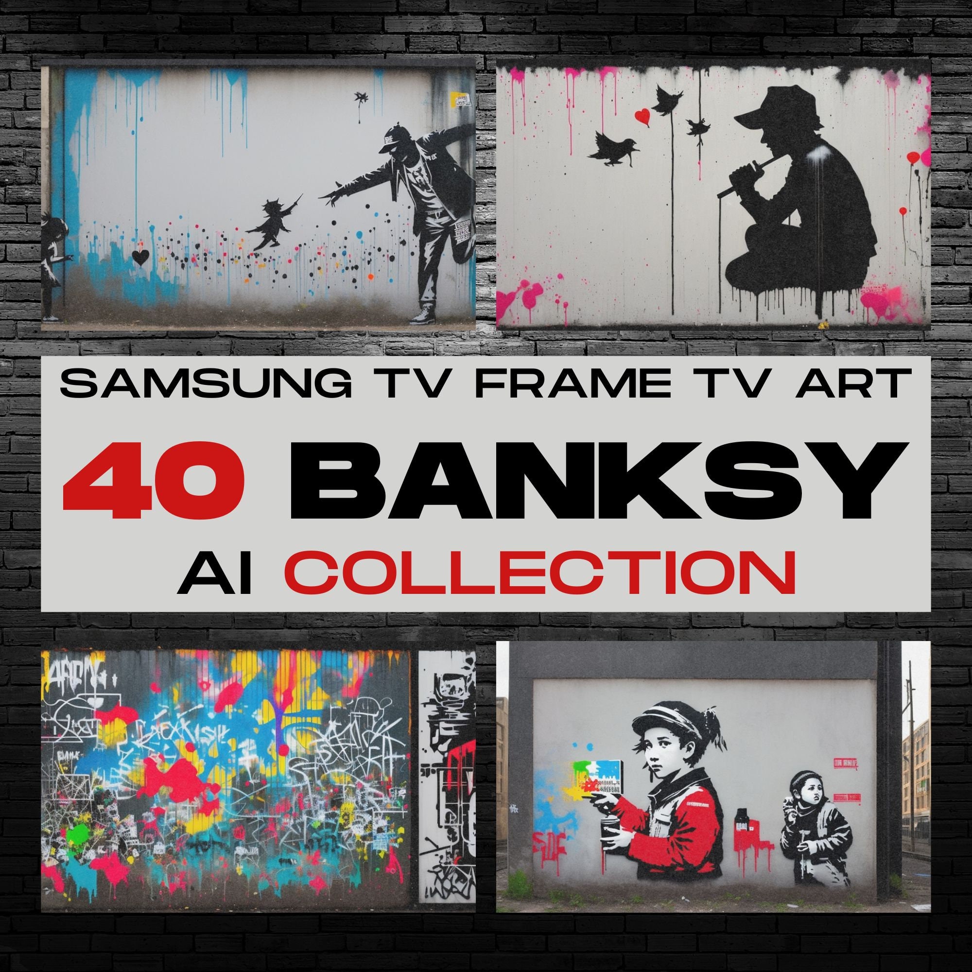 40 Samsung Frame TV Art Banksy, Banksy AI Generated Art Collection ...