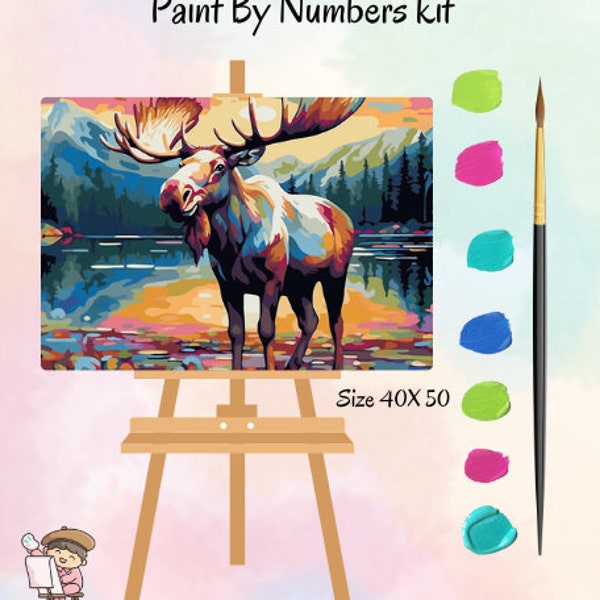 Paint by Number Moose Pattern - Etsy