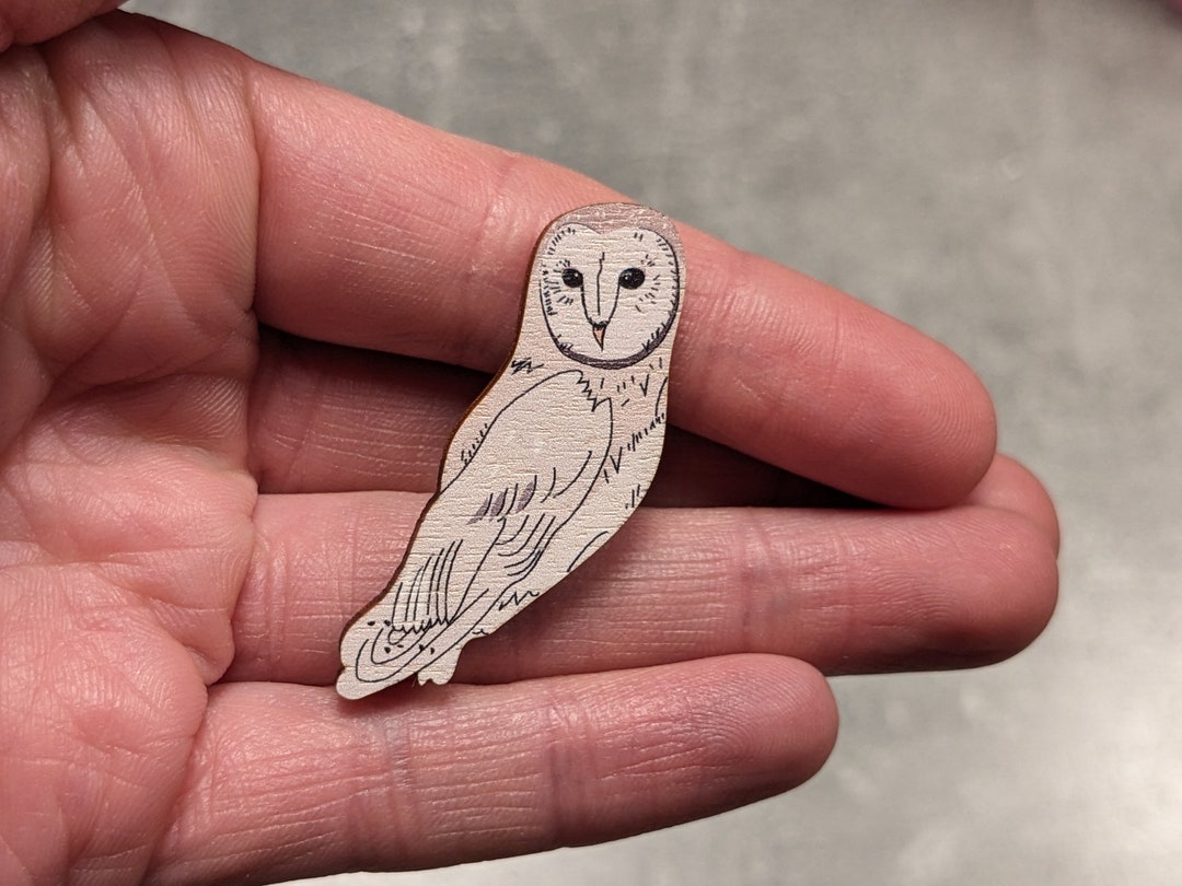 Labyrinth Movie Owl | White Barn Owl Wood Lightweight Pin Badge | Bowie ...