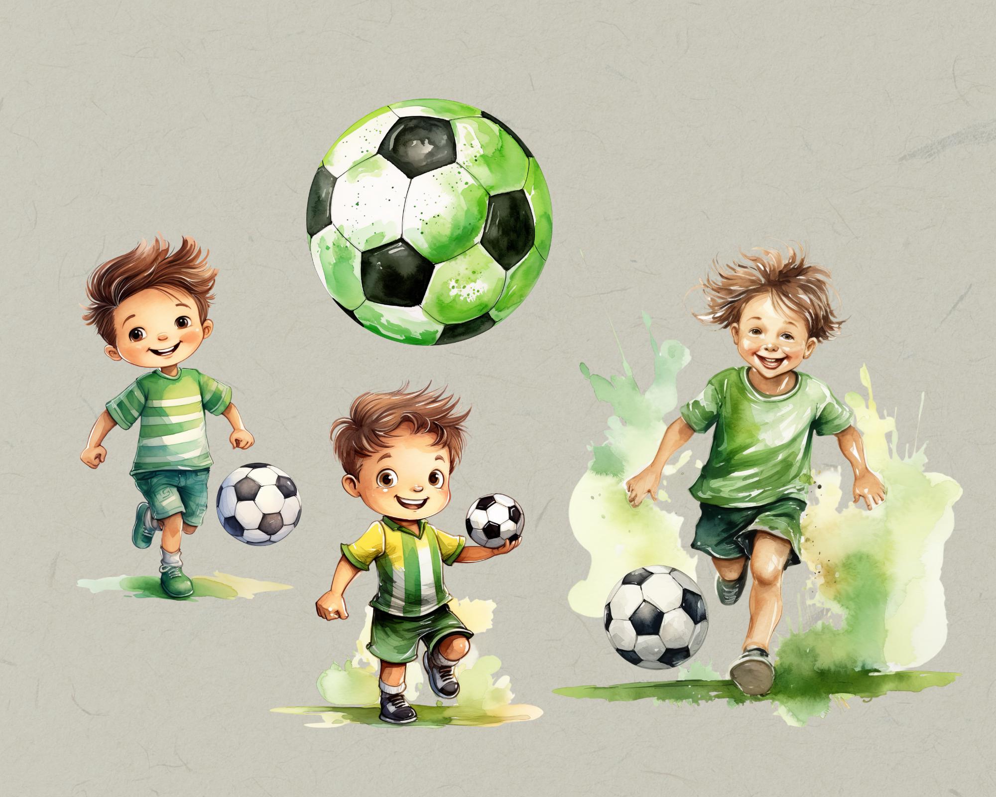 Watercolor Football Clipart, Soccer Player Wall Art, Custom Soccer SVG ...