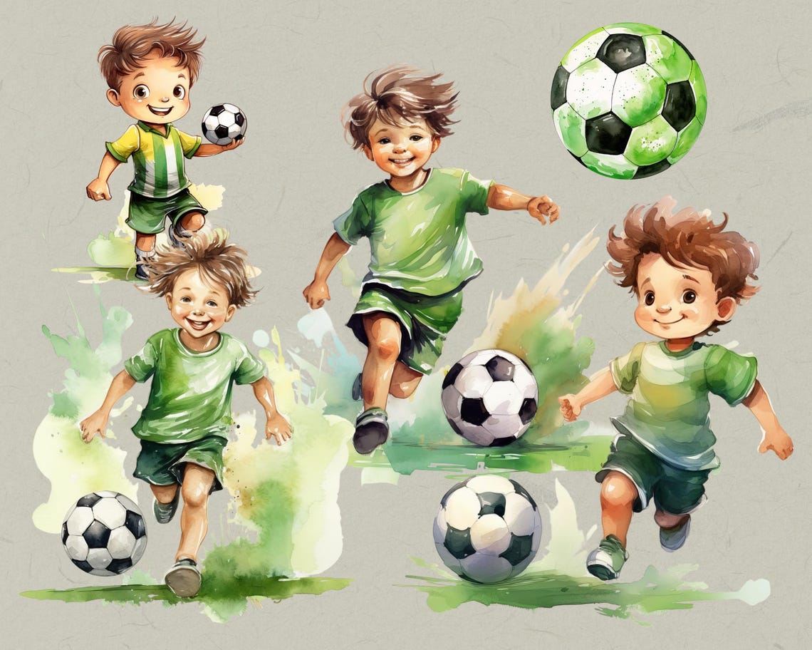 Watercolor Football Clipart, Soccer Player Wall Art, Custom Soccer SVG ...