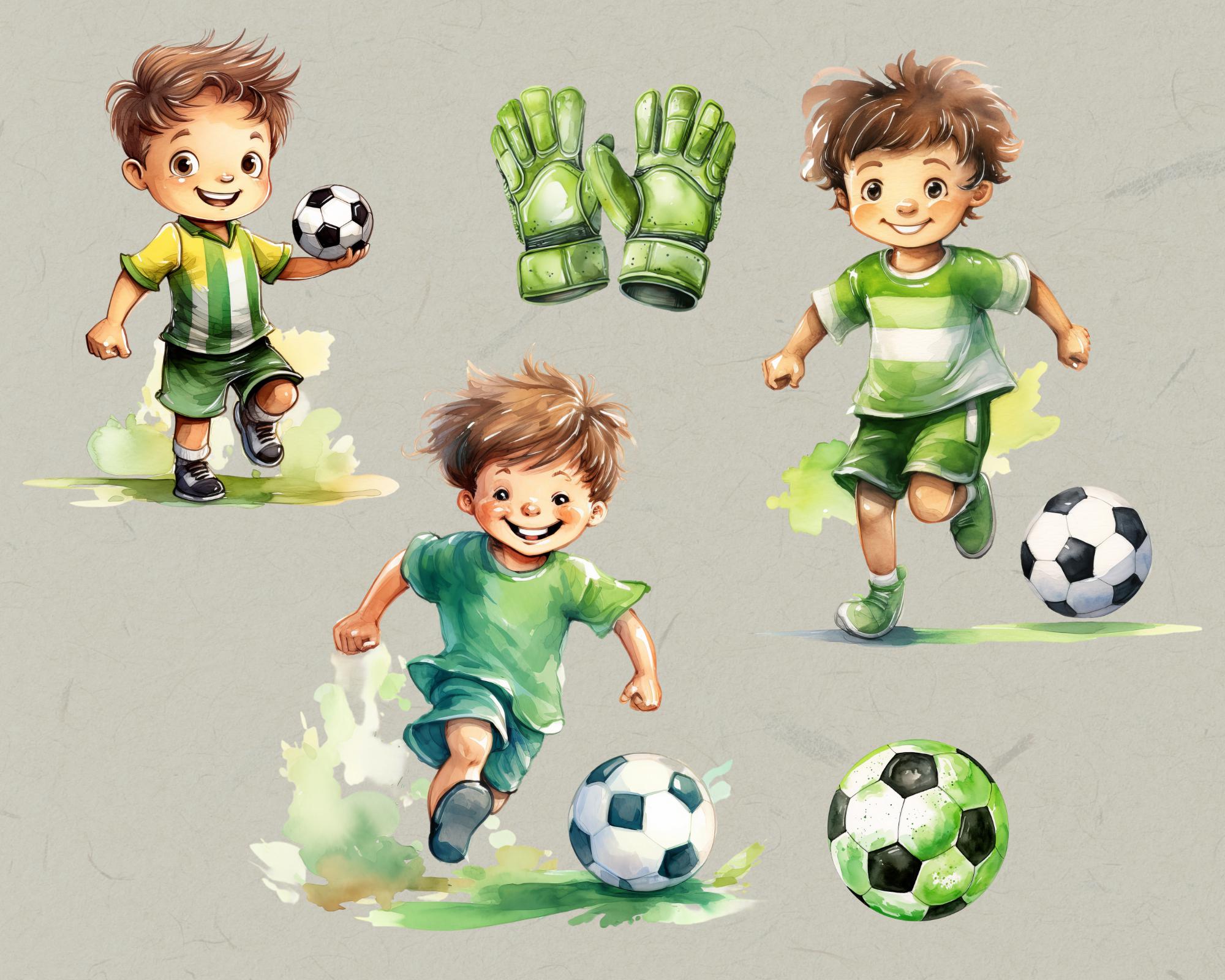 Watercolor Football Clipart, Soccer Player Wall Art, Custom Soccer SVG ...
