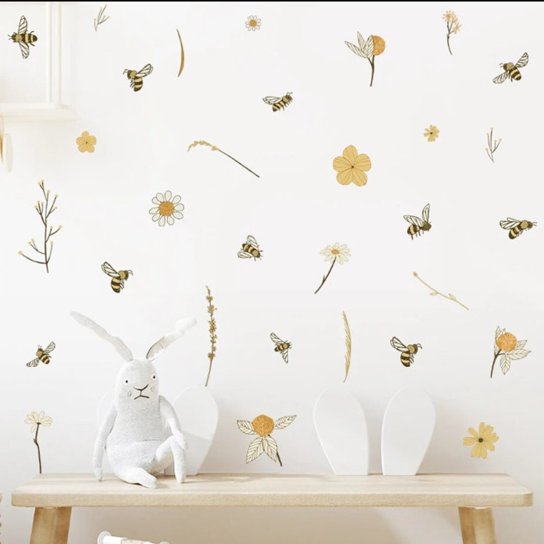 Bee Wall Stickers Wall Decor Bees Wall Murals Reusable Fabric Wall ...