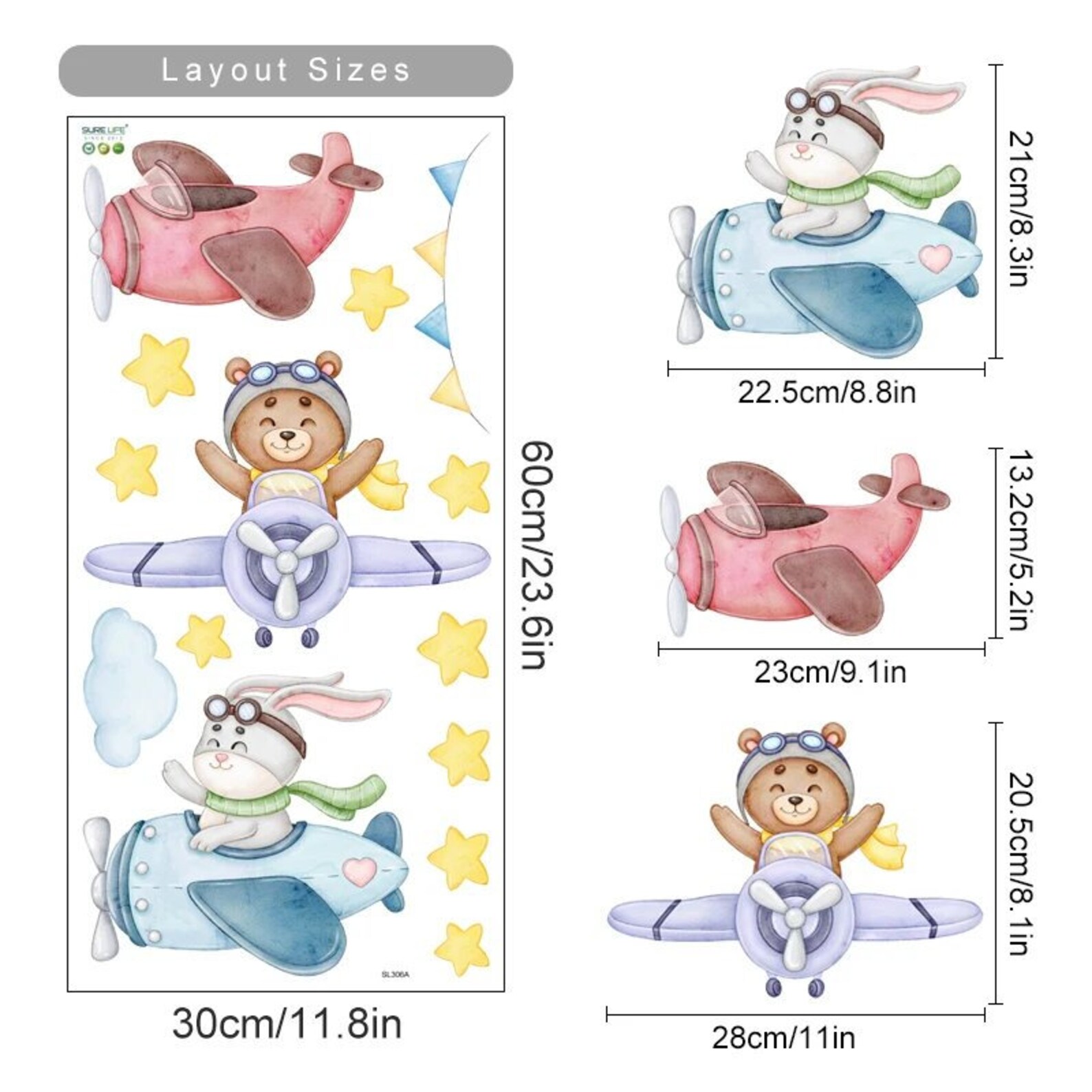 Airplane Sticker Childrens Nursery Wall Decor Nursery Wall Decal ...