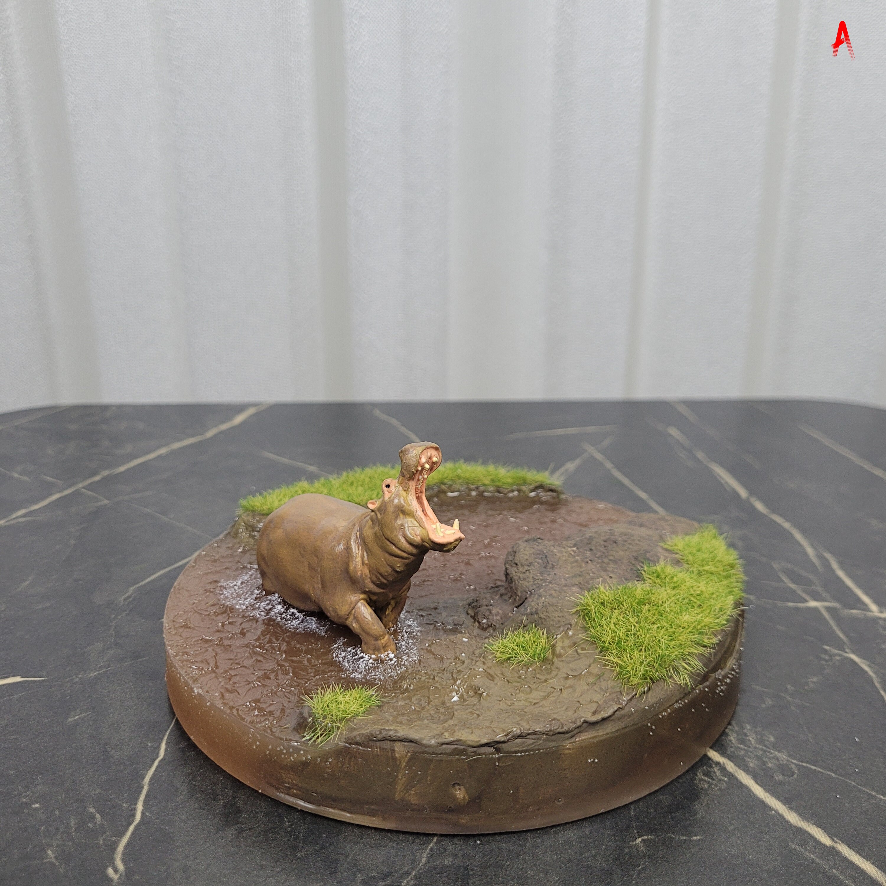 Realistic Wildlife Scene Diorama 3d Printed Hippo Figurine - Etsy