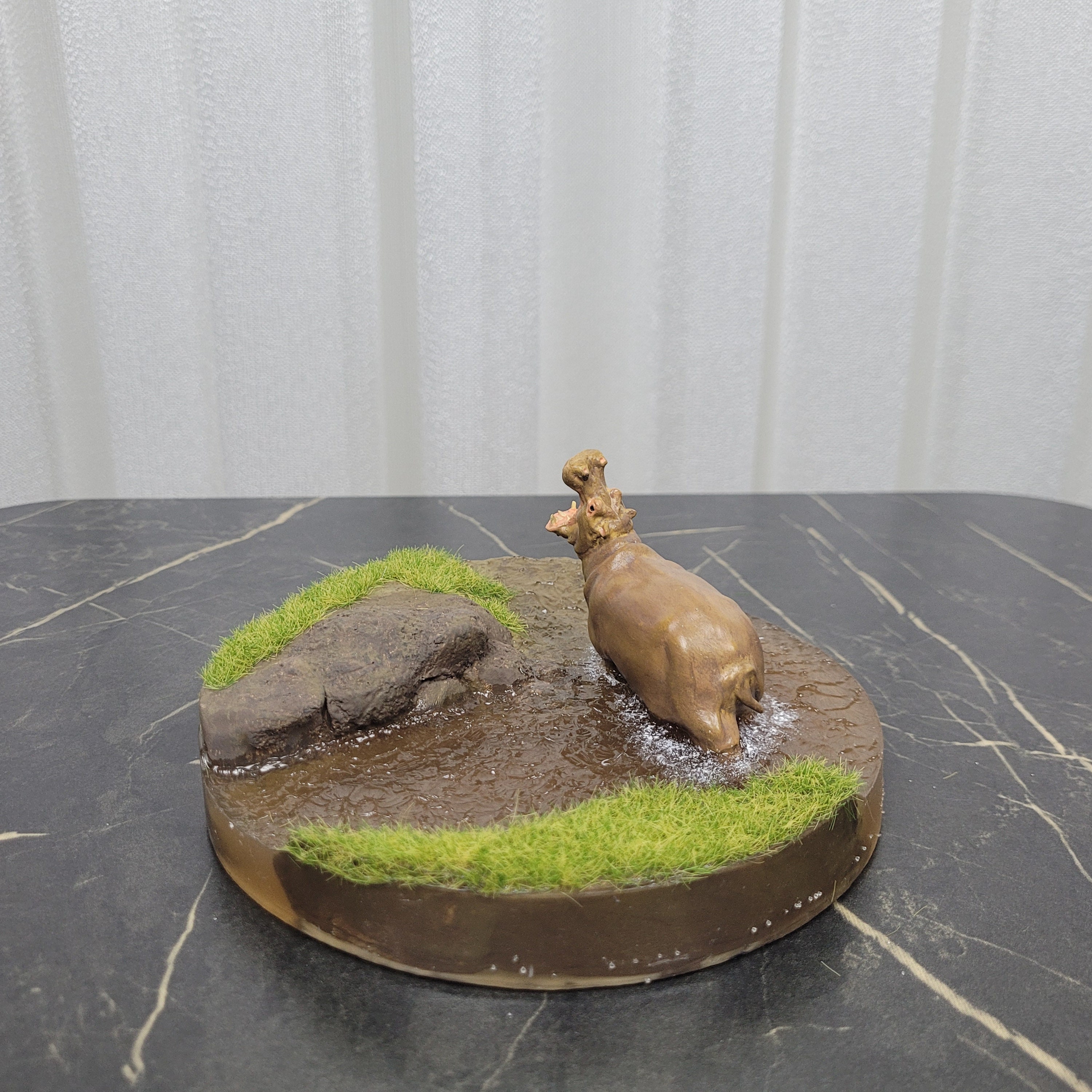 Realistic Wildlife Scene Diorama 3d Printed Hippo Figurine - Etsy