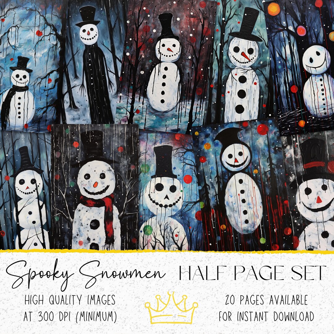 Spooky Snowmen Half Pages for Junk Journaling A Moody Set of 20 ...