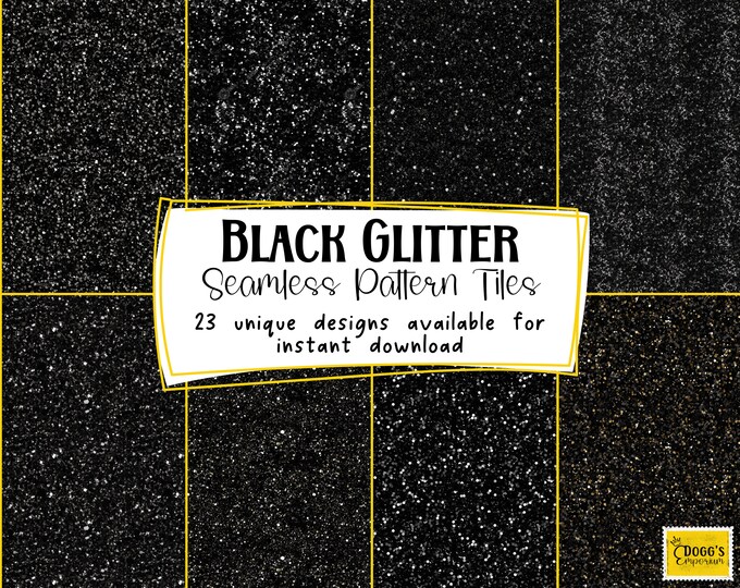 Black Glitter Background Digital Papers Seamless Patterns Printable ...