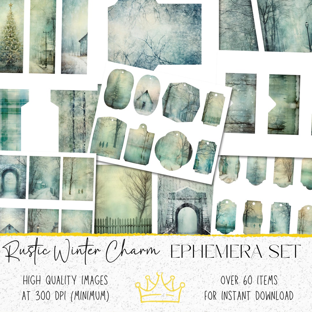 Rustic Winter Charm: Ephemera Set for Junk Journals - Etsy UK