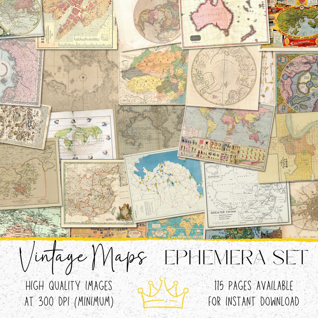 Explore History: 115 Vintage Maps Collection Instant Download or Join ...