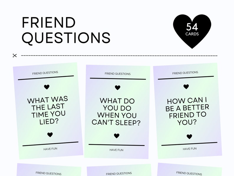 Friend Questions Get to Know Your Friend 54 Conversation - Etsy