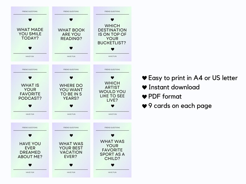 Friend Questions Get to Know Your Friend 54 Conversation - Etsy