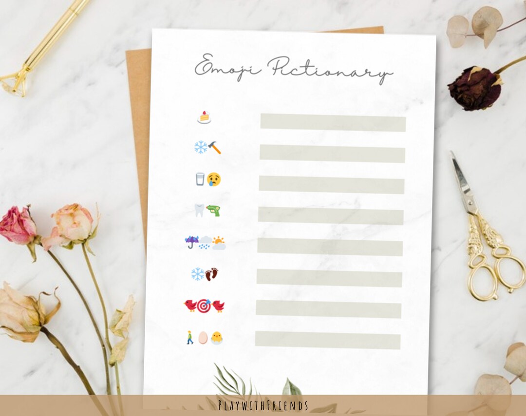 Emoji Pictionary Guessing Game for Bridal Shower, Wedding, Engagement ...