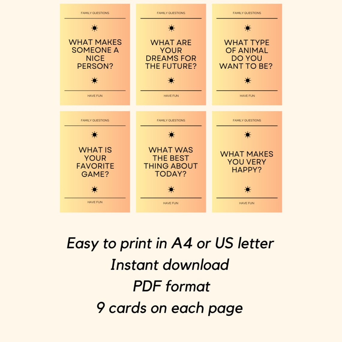 Family With Kids Questions Card Game | 54 Conversation Cards Kids ...