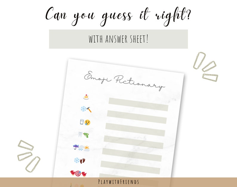 Emoji Pictionary Guessing Game for Bridal Shower, Wedding, Engagement ...