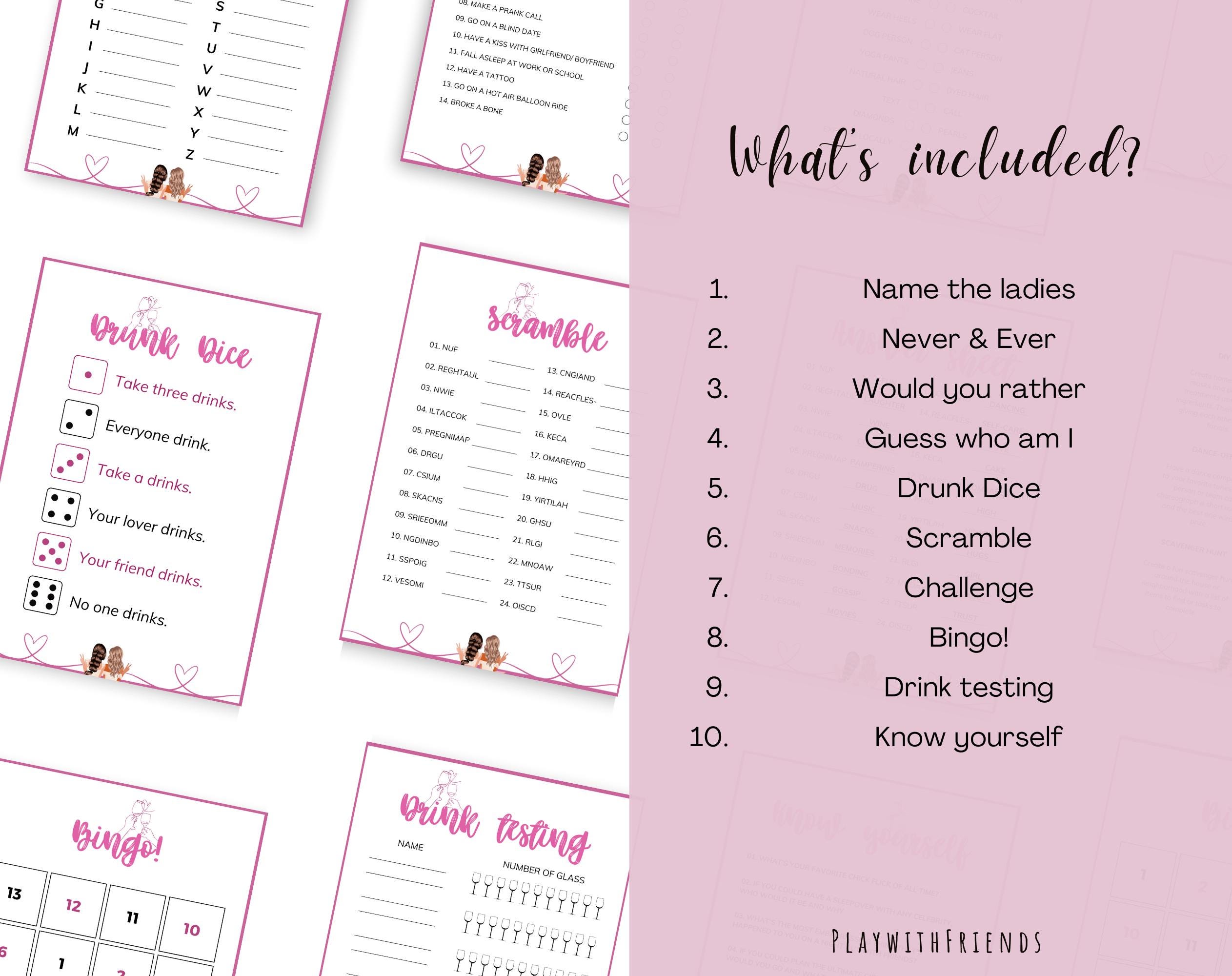 Girls Night Games Printable | Ladies Night In, Weekend Trip, Sleepover ...