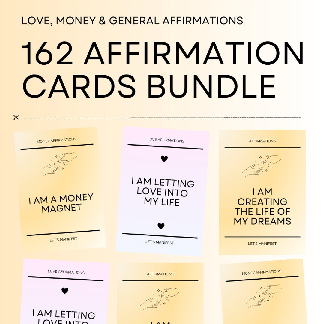 Affirmation Cards Bundle | 162 Printable Cards With Affirmations for ...