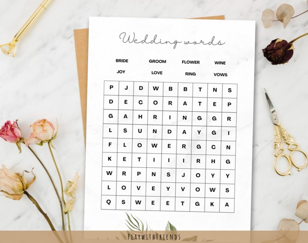 Wedding Word Search Puzzle Printable | Sip and Solve | Bridal Shower ...