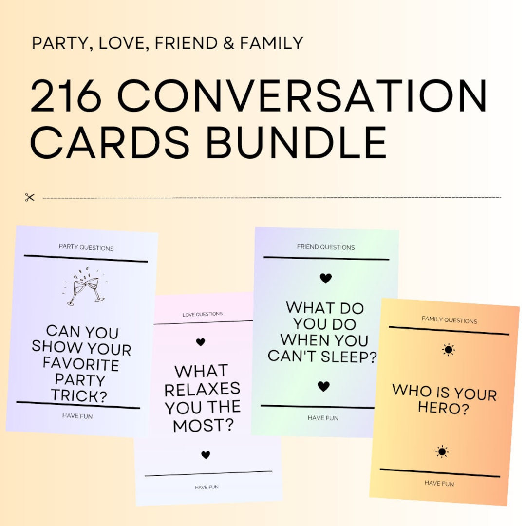 Conversation Cards Bundle: Party, Love, Friends and Family Questions ...
