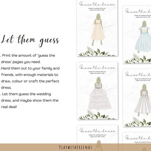 Guess the Dress Bridal Shower Game | Sketch the Bride Dress | Printable ...