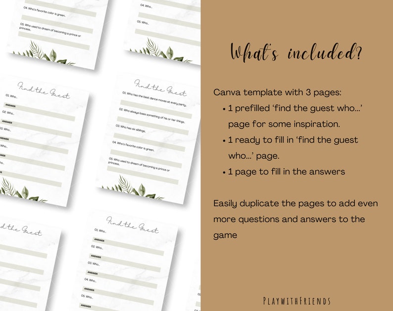 Find the Guest Game | Editable Printable Canva Template | Floral Bridal ...