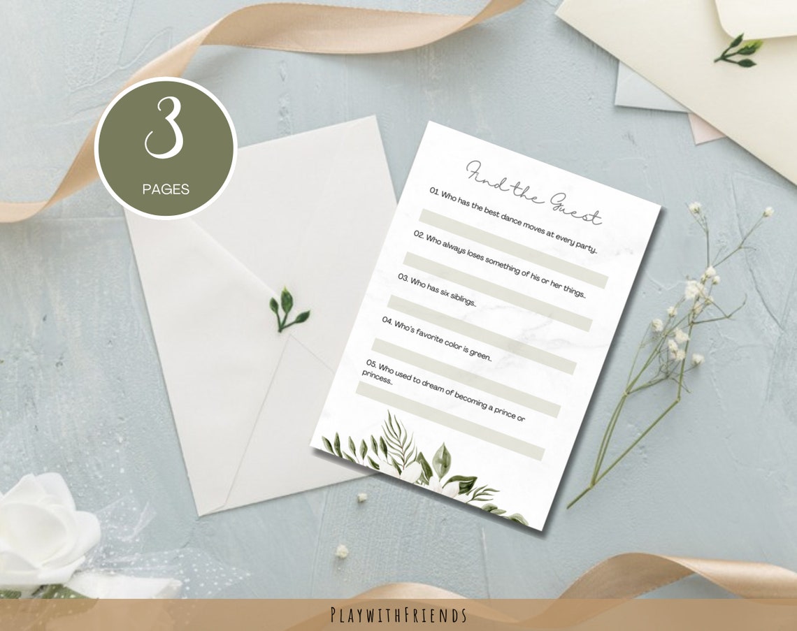 Find the Guest Game | Editable Printable Canva Template | Floral Bridal ...