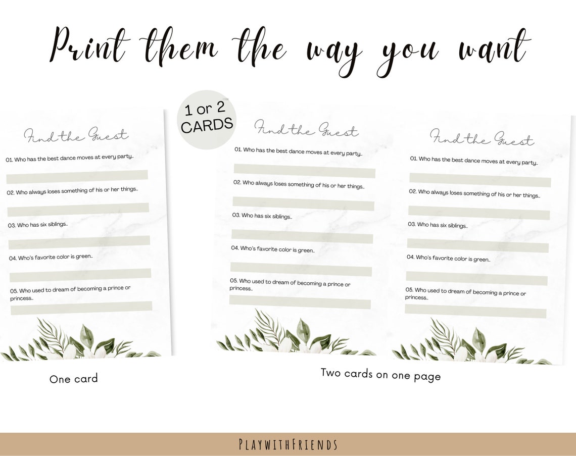 Find the Guest Game Editable Printable Canva Template Floral Bridal ...