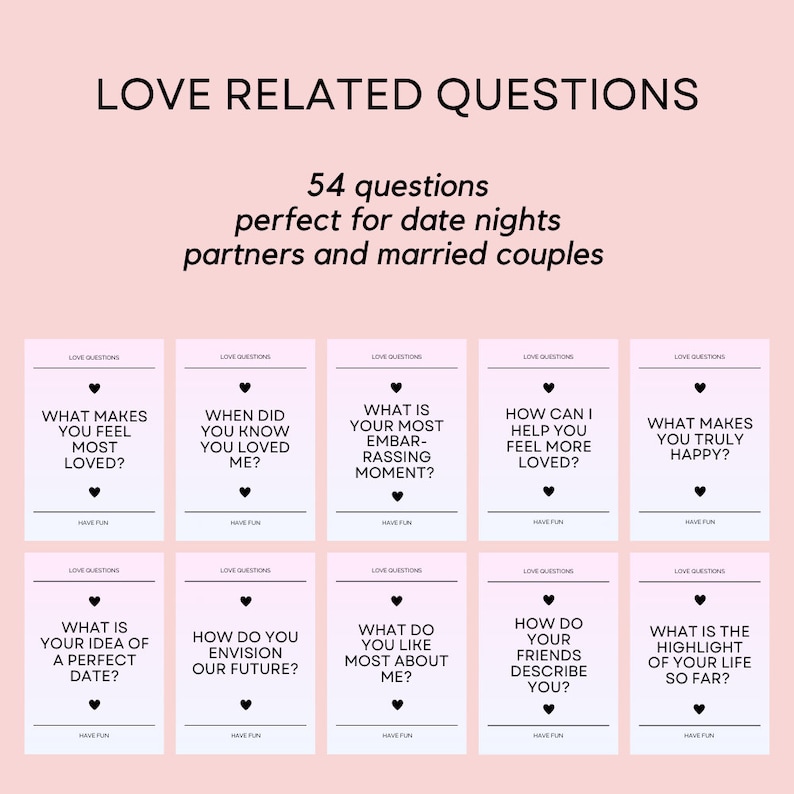 Love Question Card Game | Get to Know You Game for Date Nights, Married ...