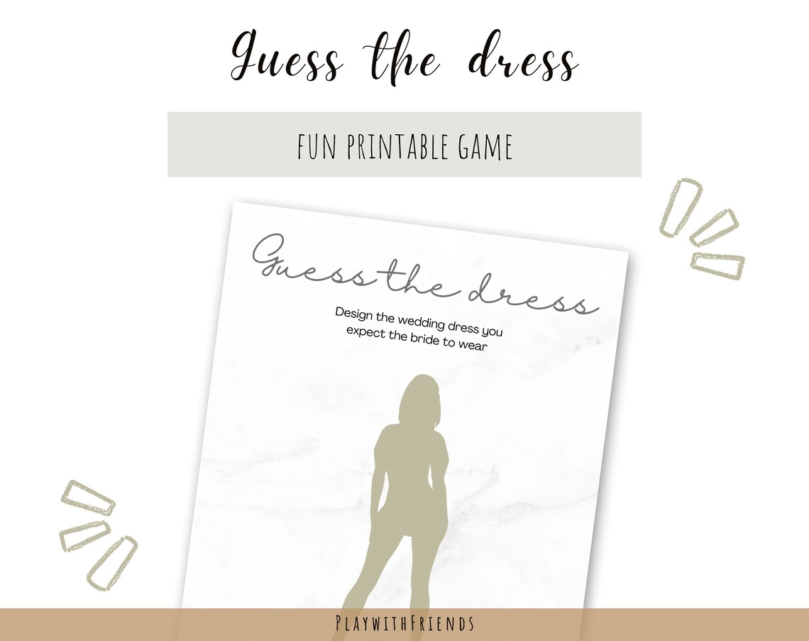 Guess the Dress Bridal Shower Game | Sketch the Bride Dress | Printable ...
