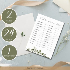 Wedding Scramble Game With Answer Sheet Printable | Bridal Shower Word ...