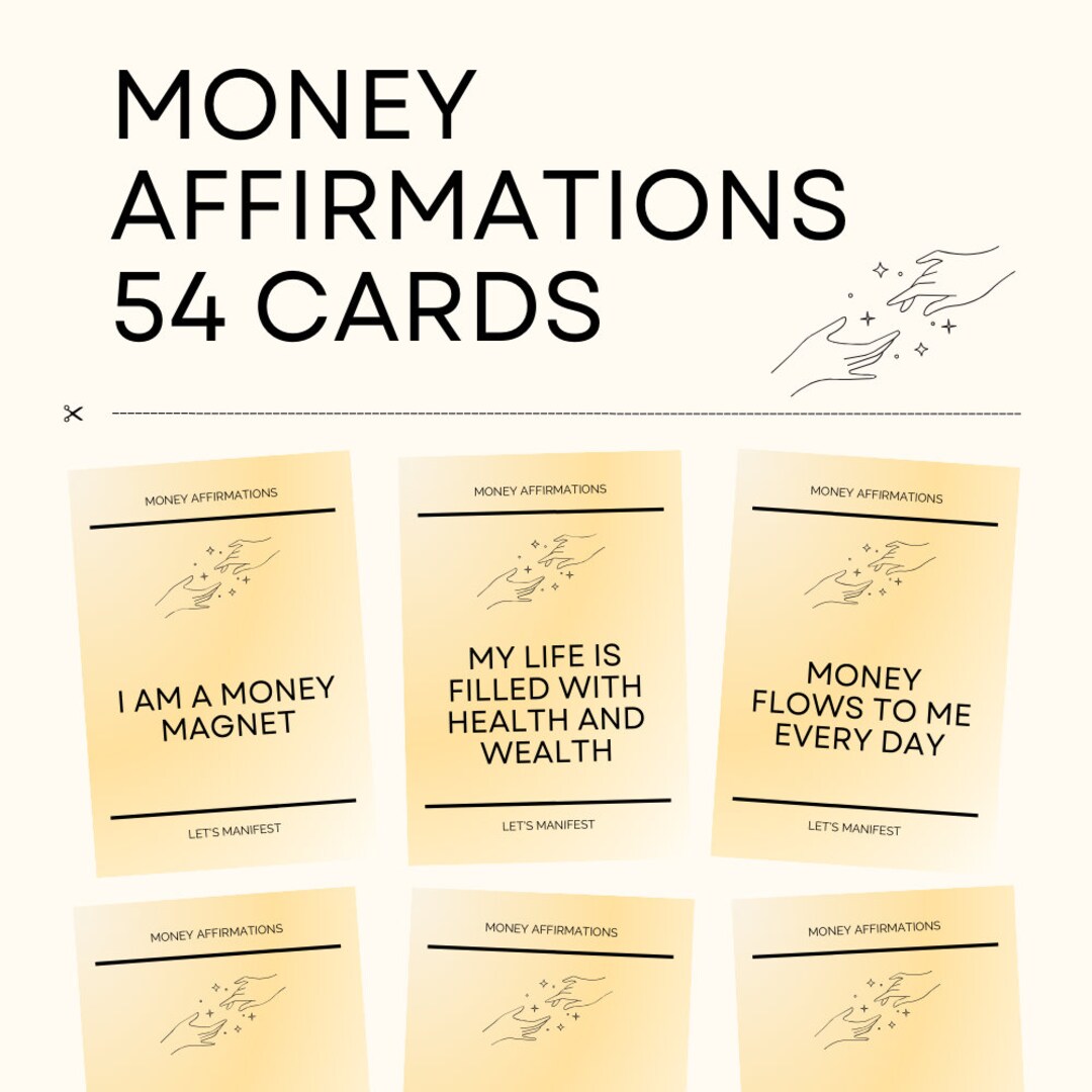 Money Affirmation Card Printable | 54 Cards With Money Affirmations ...