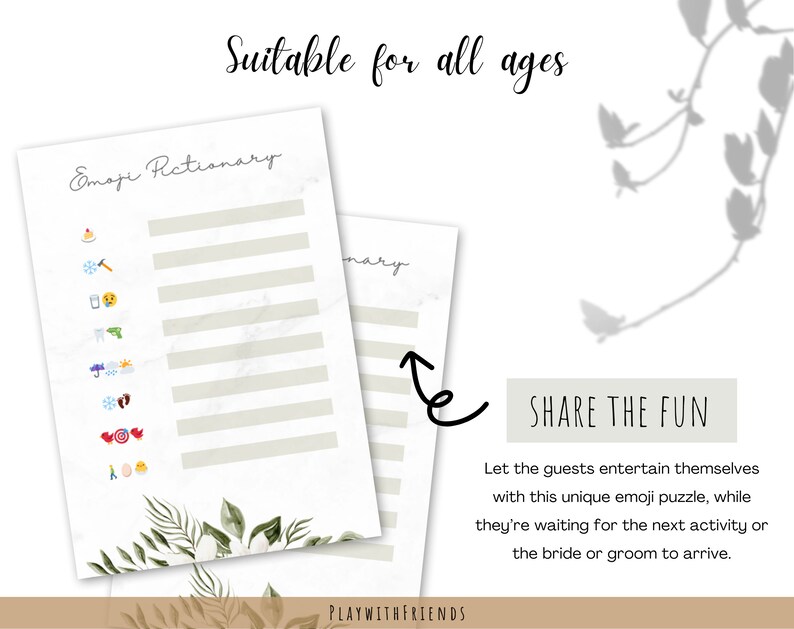 Emoji Pictionary Guessing Game for Bridal Shower, Wedding, Engagement ...
