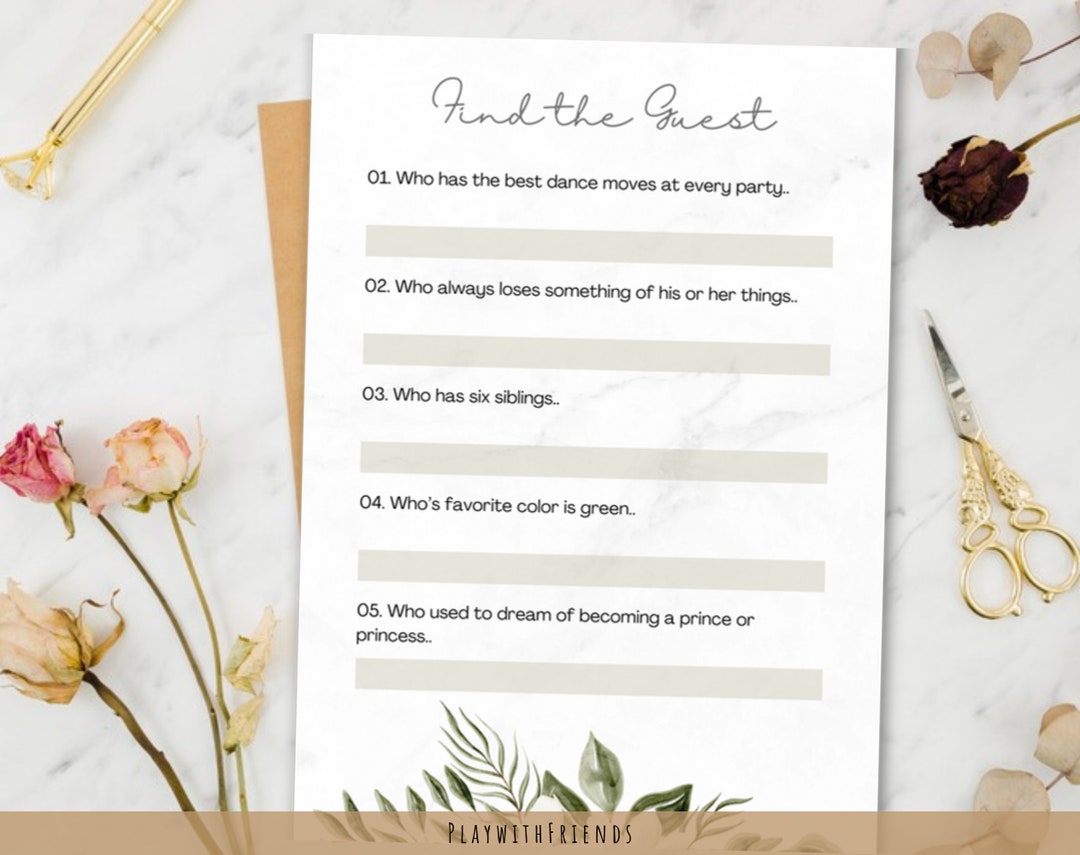 Find the Guest Game | Editable Printable Canva Template | Floral Bridal ...
