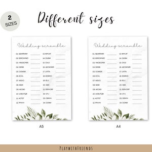Wedding Scramble Game With Answer Sheet Printable | Bridal Shower Word ...