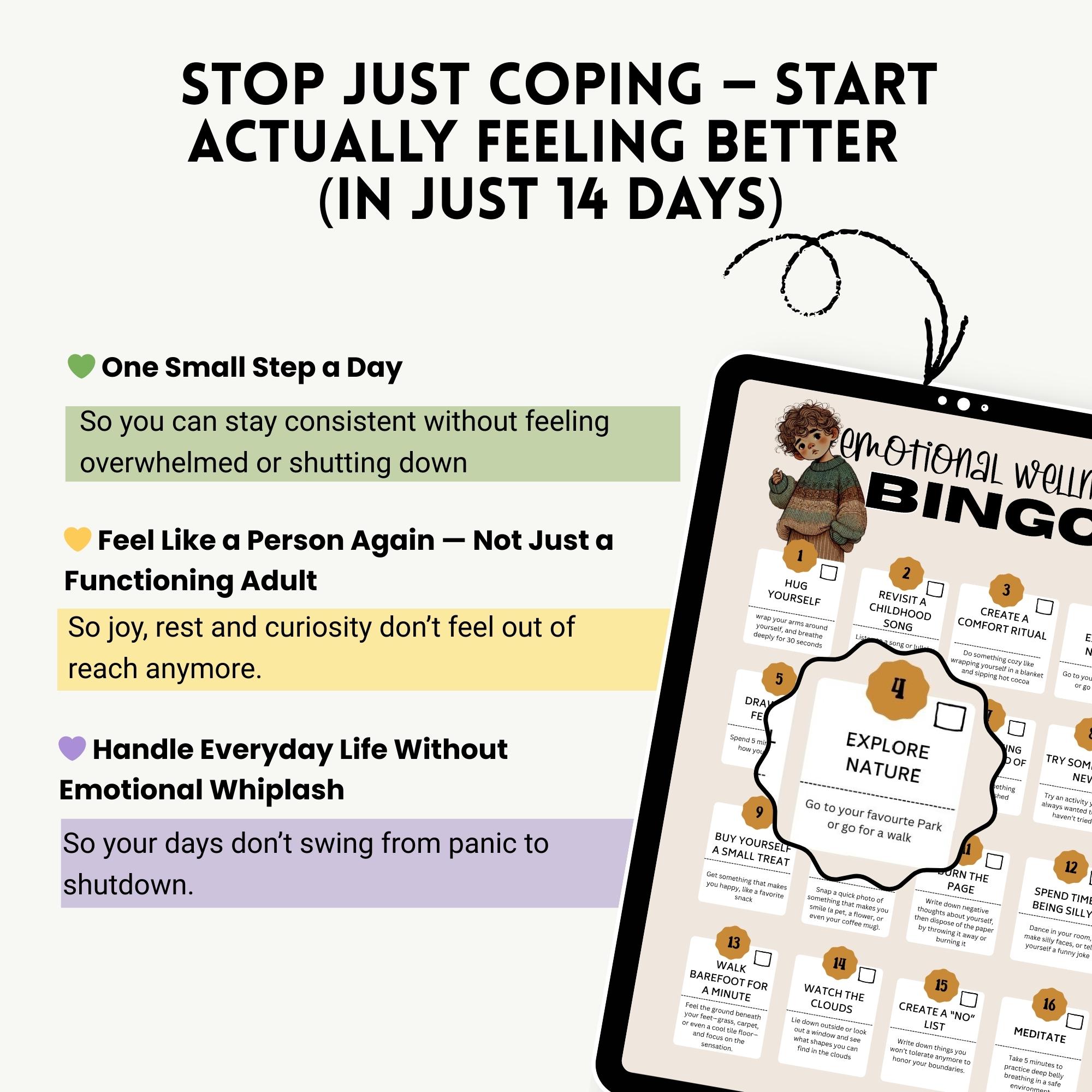 Mental Wellness Bingo Inner Child Printable Tracker Healing Game for ...