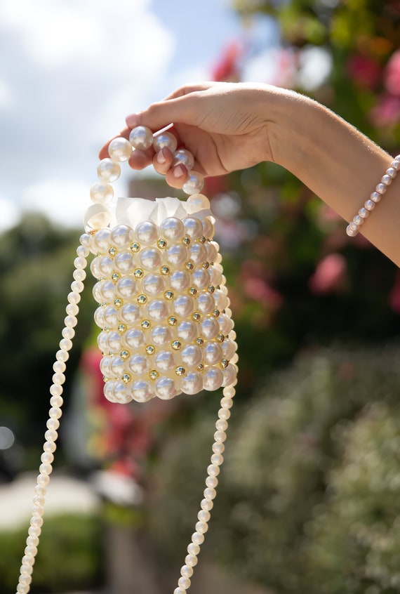 Pearl Wedding Handbag White Beaded Bridal Pearl Purse Pearl Evening Bag Faux Pearl Bead Bag Luxury Beaded Bag Bride Bag Bridesmaid Bag Etsy Polska