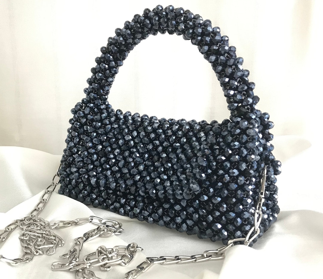 Crystal Beaded Bag,beaded Bag,bead Bag, Beaded Shoulder Bag,top Handle ...