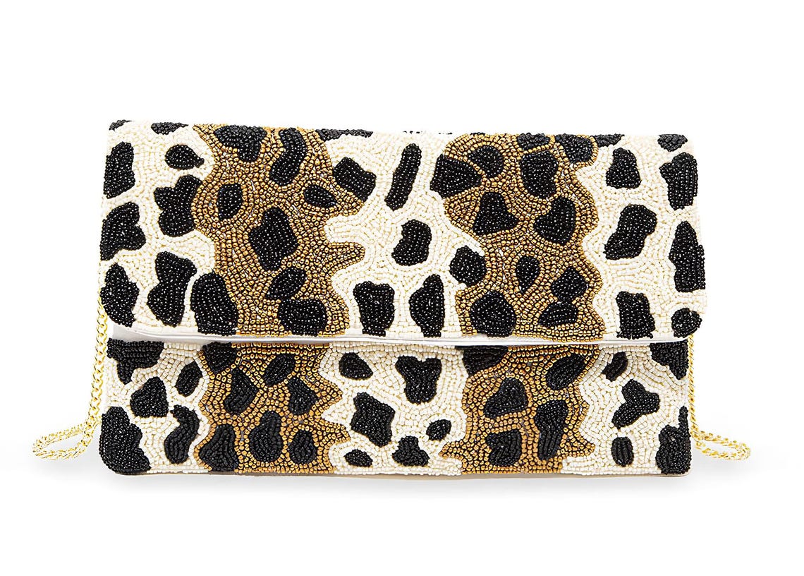 Leopard Beads Clutch,leopard Party Clutch,beaded Clutch Purse,boho ...