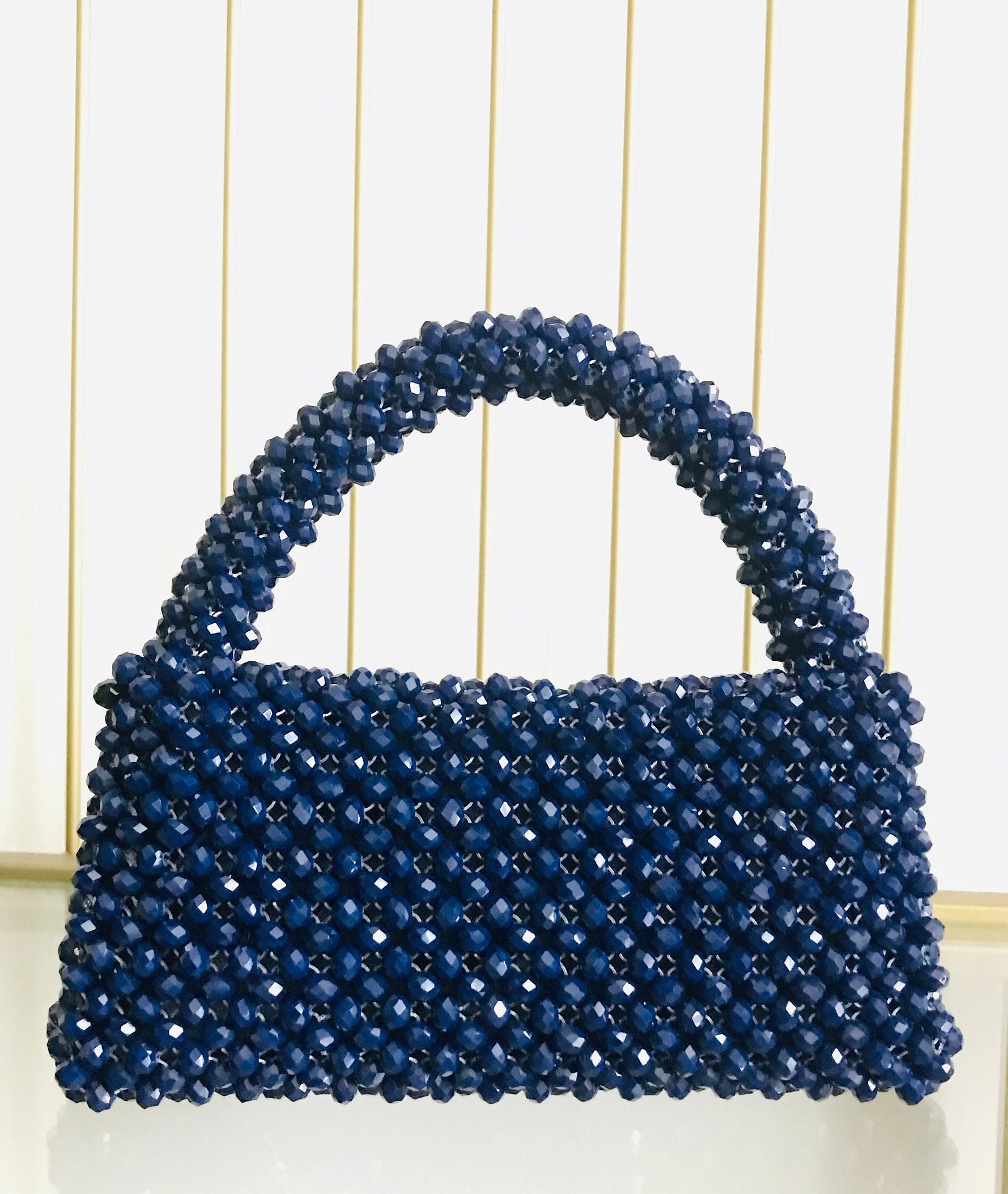 Crystal Beaded Bag,beaded Bag,bead Bag, Beaded Shoulder Bag,top Handle ...