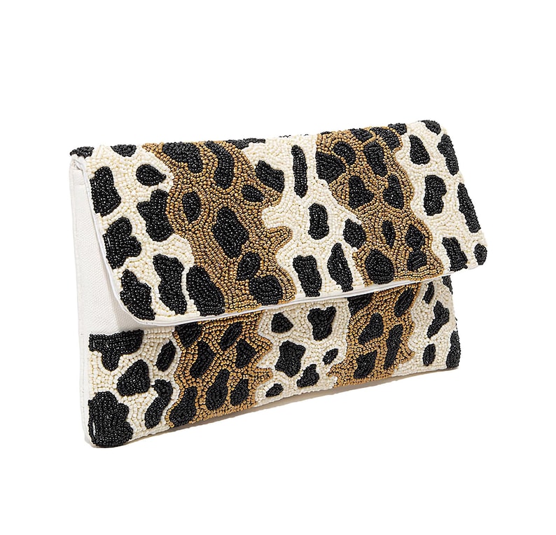 Leopard Beads Clutch,leopard Party Clutch,beaded Clutch Purse,boho ...
