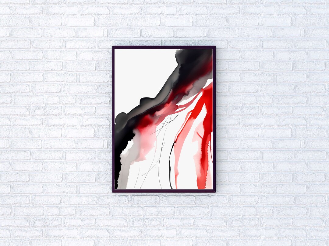 Red and Black Art Expressive Artwork Watercolour Artwork Abstract ...
