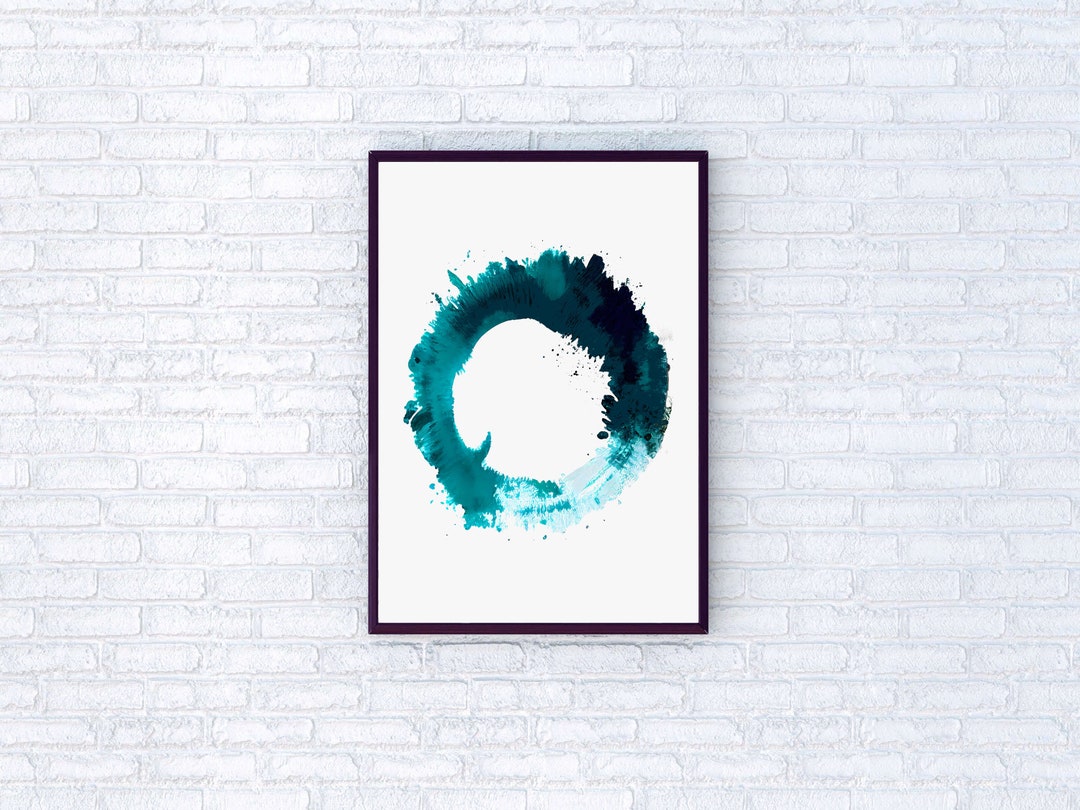 Modern Teal Turquoise Art Abstract Circle Color Splash Art Watercolour ...