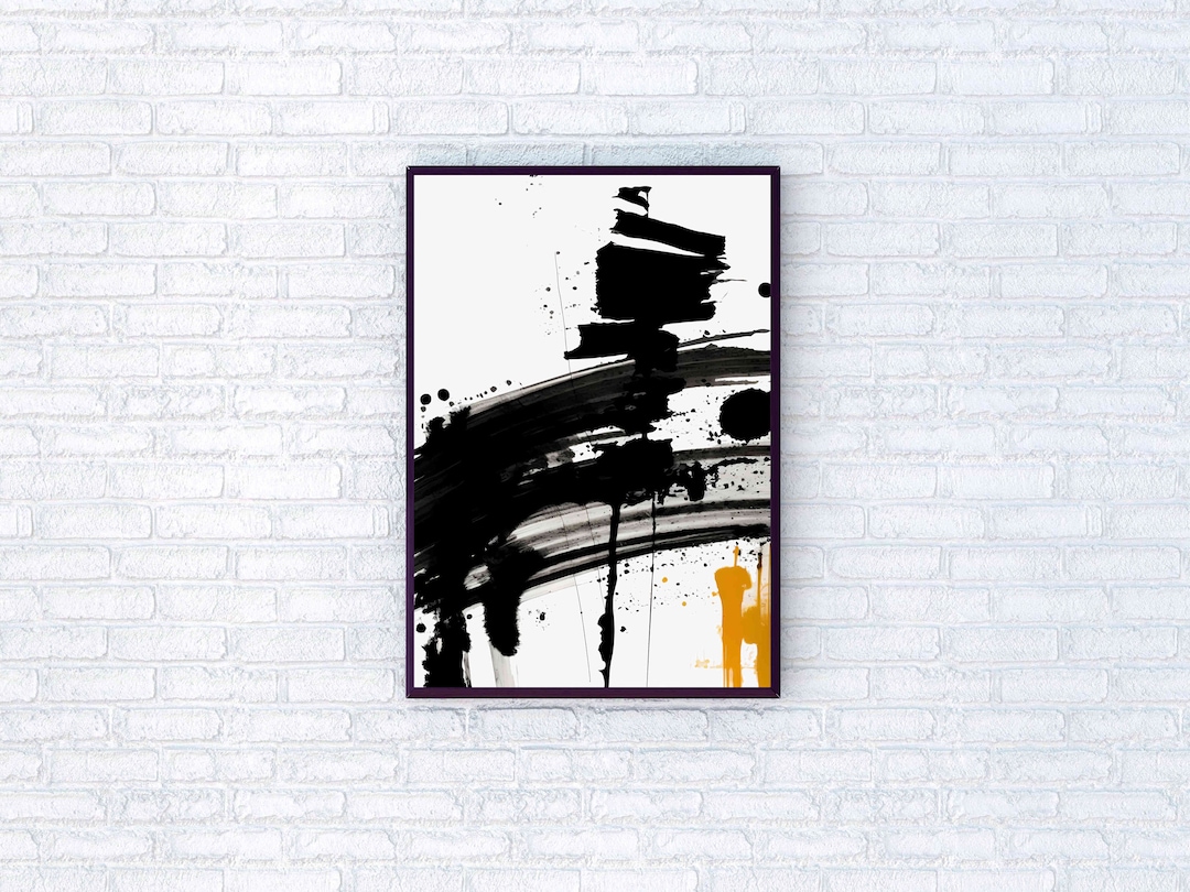 Fluid Brushwork Art Expressive Artwork Brush Stroke Print Black Brush Strokes Physical Copy ...