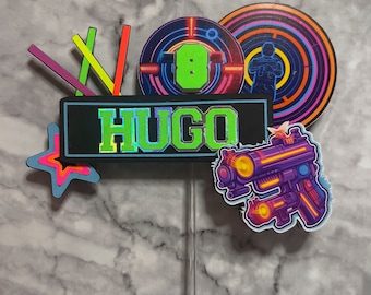 Laser Tag Game Themed Birthday Cake Topper Personalised - Etsy UK