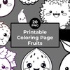 Clipart Coloring Page Kawaii Fruits - Clipart Cute Fruits Black & White ...