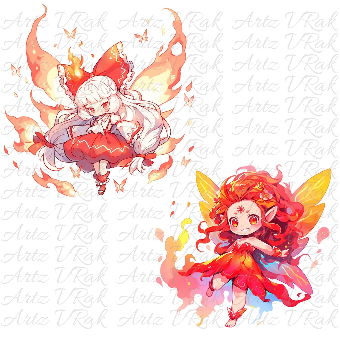 Kawaii Fire Fairies Clipart Bundle: Anime Manga PNG (commercial Use) - Etsy