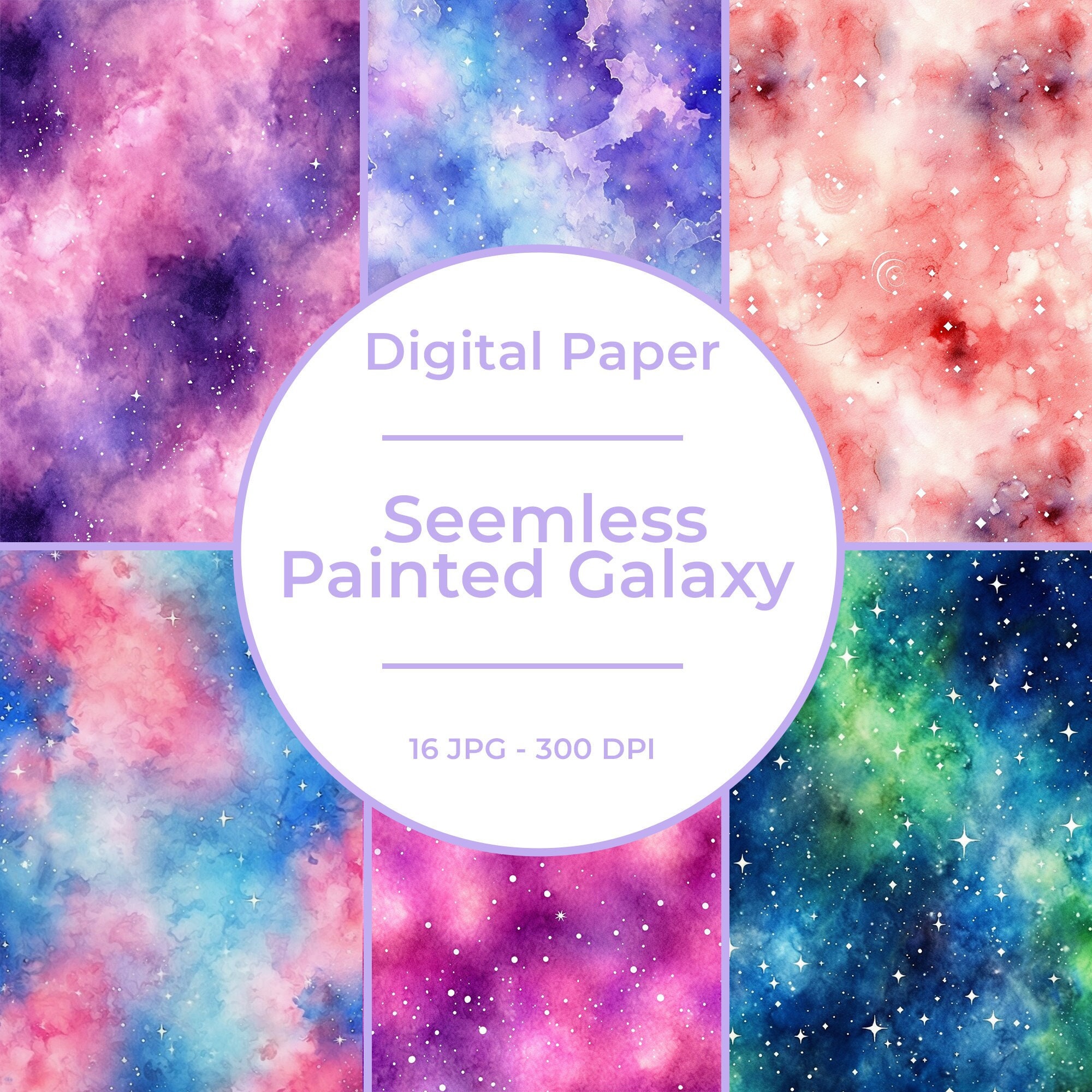 Painted Galaxy Digital Paper - Starry Night and Galaxy Background ...