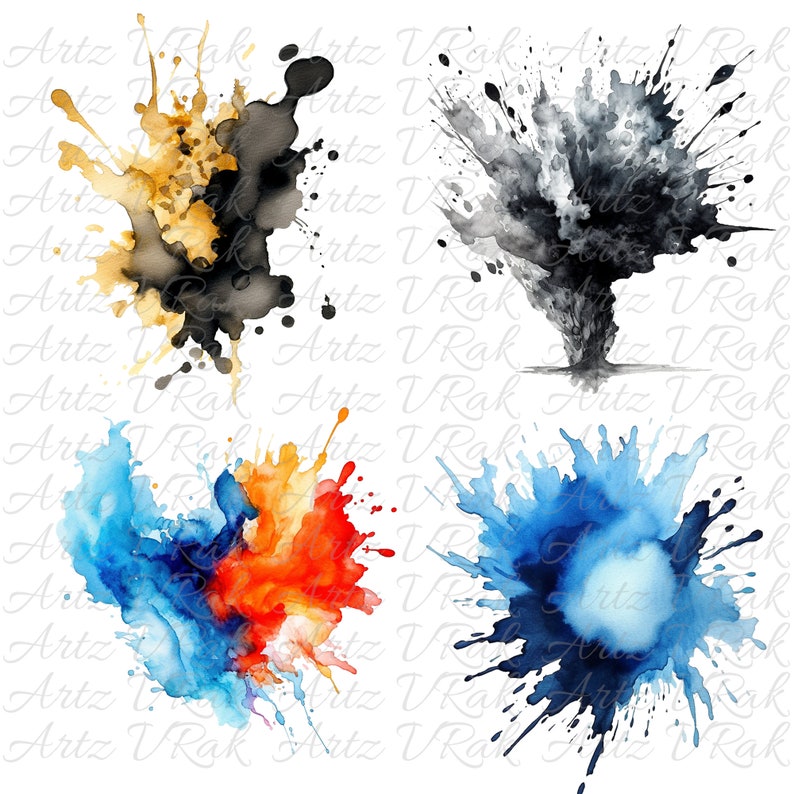 Watercolor Splash Clipart Rainbow Purple Red Blue ... Splash Colorful ...